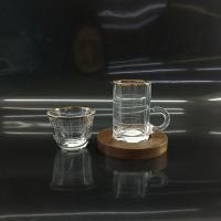 China 18pcs Glass Cups Set Eco Friendly Hand Cutting Pattern with Wood Saucers for sale