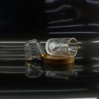 China 18pcs Glass Cups Set Eco Friendly Hand Cutting Pattern with Wood Saucers for sale