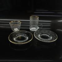 China Drinking Glass Cup And Saucers , 18pcs Transparent Glass Cup Sets for sale