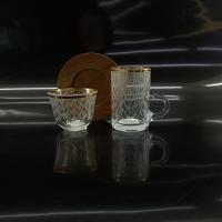 China Premium Arabic Tea And Coffee Sets 18pcs Transparent Glass Decorative Cups for sale