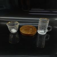 China Premium Arabic Tea And Coffee Sets 18pcs Transparent Glass Decorative Cups for sale