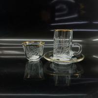 China 18PCS Luxury Glass Tea Cup Set 120g 6 Glass Cups 6 Saucers 6 Cawa Cups With Hand Cutting for sale