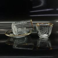 China 18PCS Luxury Glass Tea Cup Set 120g 6 Glass Cups 6 Saucers 6 Cawa Cups With Hand Cutting for sale