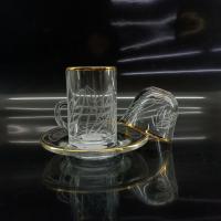 China 18PCS Luxury Glass Tea Cup Set 120g 6 Glass Cups 6 Saucers 6 Cawa Cups With Hand Cutting for sale