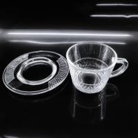 China Transparent Decorative Glass Tea Sets Packageincludes 6 Glass Cups& 6 Saucers Ideal for Serving Tea in Restaurants Hotels and Cafes for sale