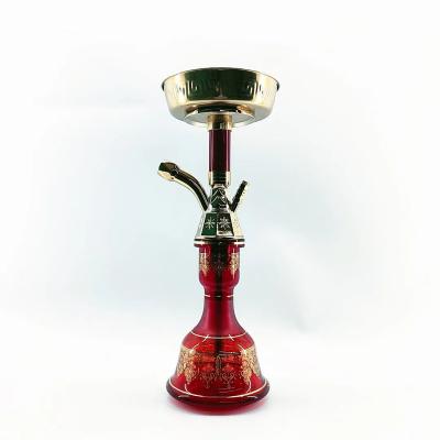 China Mouth Blew Custom Arabic Hookah Glass Bottles Transparent With Gold Flower 8.66 inch for sale