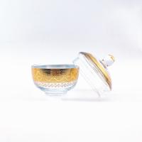 China Home Decorative Glass Candy Bowls Small 10.7cm Height Round Glass Sweet Bowl With Lid for sale