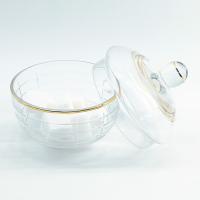 China 250ml Home Glass Sugar Bowls Small With Hand Cutting Pattern for sale