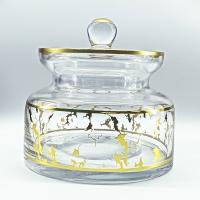 China Medium Size Glass Sugar Bowls 485g Round Glass Bowls With Lids for sale