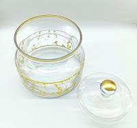 China Medium Size Glass Sugar Bowls 485g Round Glass Bowls With Lids for sale