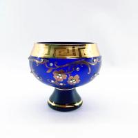 China Handmade Arabic Luxury Glass Fruit Bowls 88mm Height With Real Gold Accents for sale