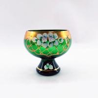 China Handmade Arabic Luxury Glass Fruit Bowls 88mm Height With Real Gold Accents for sale
