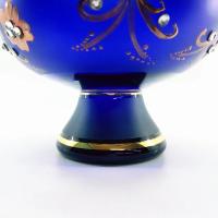 China Handmade Arabic Luxury Glass Fruit Bowls 88mm Height With Real Gold Accents for sale
