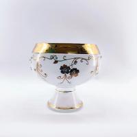 China Handmade Arabic Luxury Glass Fruit Bowls 88mm Height With Real Gold Accents for sale