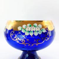 China Handmade Arabic Luxury Glass Fruit Bowls 88mm Height With Real Gold Accents for sale