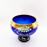 China Handmade Arabic Luxury Glass Fruit Bowls 88mm Height With Real Gold Accents for sale