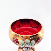 China OEM ODM Red Glass Fruit Bowls Unique Lightweight Piled Flower Pattern for sale