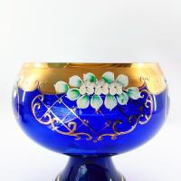 China Blue Glass Fruit Bowls Lightweight Glass Kitchen Tableware Fruit Bowl for sale
