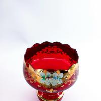 China Daily Decorative Glass Fruit Bowls Piled Flower Pattern Smooth Surface for sale