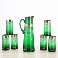 China Delicate Water Jug And Cup Set Handmade Glass Pitcher And Cup Set for sale
