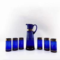 China Delicate Water Jug And Cup Set Handmade Glass Pitcher And Cup Set for sale