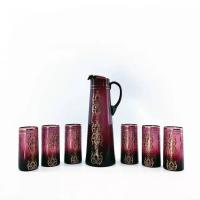 China Delicate Water Jug And Cup Set Handmade Glass Pitcher And Cup Set for sale