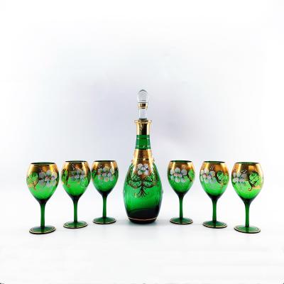 China Handpainted Food Grade Water Jug Glass Set Customized Color for sale