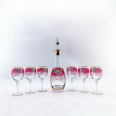 China Stylish Glass Jug Set Hand Painted Lightweight 2.2L Glass And Pitcher Set for sale