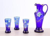 China Glass Jug Set featuring ergonomic handles and spouts suitable for juice water service in food service industry for sale