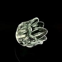China Round Small Crystal Candle Holders , Clear Glass Dinner Candle Holders 186g for sale