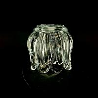 China Round Small Crystal Candle Holders , Clear Glass Dinner Candle Holders 186g for sale