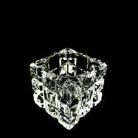 China Transparent Glass Candle Holder with Geometric Design for Small Size Decorative Use for sale
