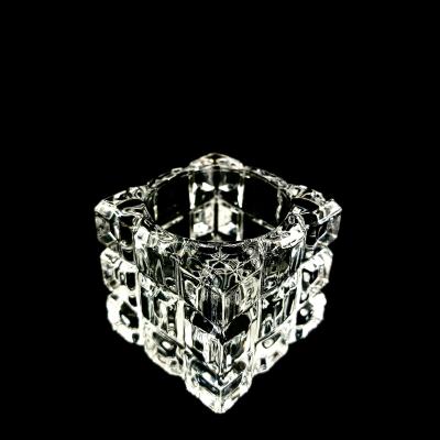 China Transparent Glass Candle Holder with Geometric Design for Small Size Decorative Use for sale