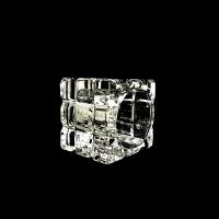 China Transparent Glass Candle Holder with Geometric Design for Small Size Decorative Use for sale