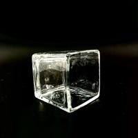China Elegant Small Glass Candle Holders  , Square Base Glass Cylinder Candle Holders 107g for sale