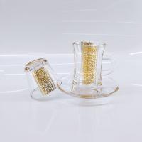 China 36 pcs glass cup sets tea coffee espresso cups with saucers arab inspired design vibrant colors comfortable feel durable for sale