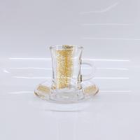 China 18 PCS Glass Cup Sets Tea Drinking Glass Mug And Saucer Suitable For Middle Eastern Style Tea And Coffee Enjoyment for sale