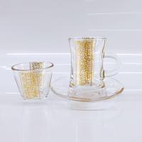 China 36 pcs glass cup sets tea coffee espresso cups with saucers arab inspired design vibrant colors comfortable feel durable for sale