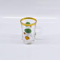 China Elegant Set of Six Glass Tea Cups with Practical Capacity and Intricate Decal Decoration Perfect for Home Bars and Events for sale