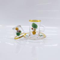 China Unique Handle Glass Cup Sets Vintage Style Coffee Tea Cup Saucer Sets for Middle Eastern Inspired Beverage Service for sale