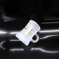 China Frosted Glass Tea Cups with Superior Grip and Scratch Resistant Floral Decals Ideal for Office Home and Specialty Drink Tastings for sale