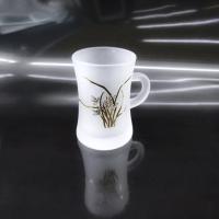China Frosted Glass Tea Cups with Superior Grip and Scratch Resistant Floral Decals Ideal for Office Home and Specialty Drink Tastings for sale