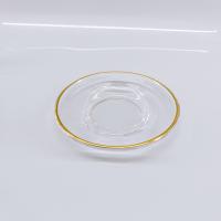 China Glass Cup Sets 12 Piece Lead Free Crystal Cups and Saucers with Gold Trim Thermal Shock Resistant Ideal for Home Restaurants and Hotels for sale