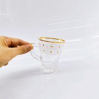 China Elegant Decorative Glass Cups Sets 100ml 3.38oz With Polished Gold Rim for sale