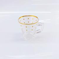 China Elegant Decorative Glass Cups Sets 100ml 3.38oz With Polished Gold Rim for sale