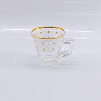 China Elegant Decorative Glass Cups Sets 100ml 3.38oz With Polished Gold Rim for sale