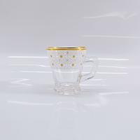 China Elegant Decorative Glass Cups Sets 100ml 3.38oz With Polished Gold Rim for sale