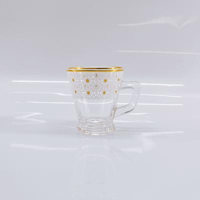 China Elegant Decorative Glass Cups Sets 100ml 3.38oz With Polished Gold Rim for sale