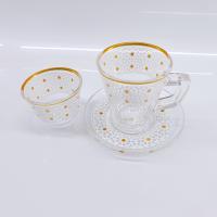 China Glass Cup Sets Featuring 36 Piece Collection with Smooth Non Porous Surface Easy to Clean by Hand or Dishwasher with Elegant Gold Trim for sale