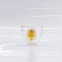 China Ornate Golden Decal CAWA Cups 6 Pack Heat Resistant Glass Cups Sets For Tea / Coffee for sale